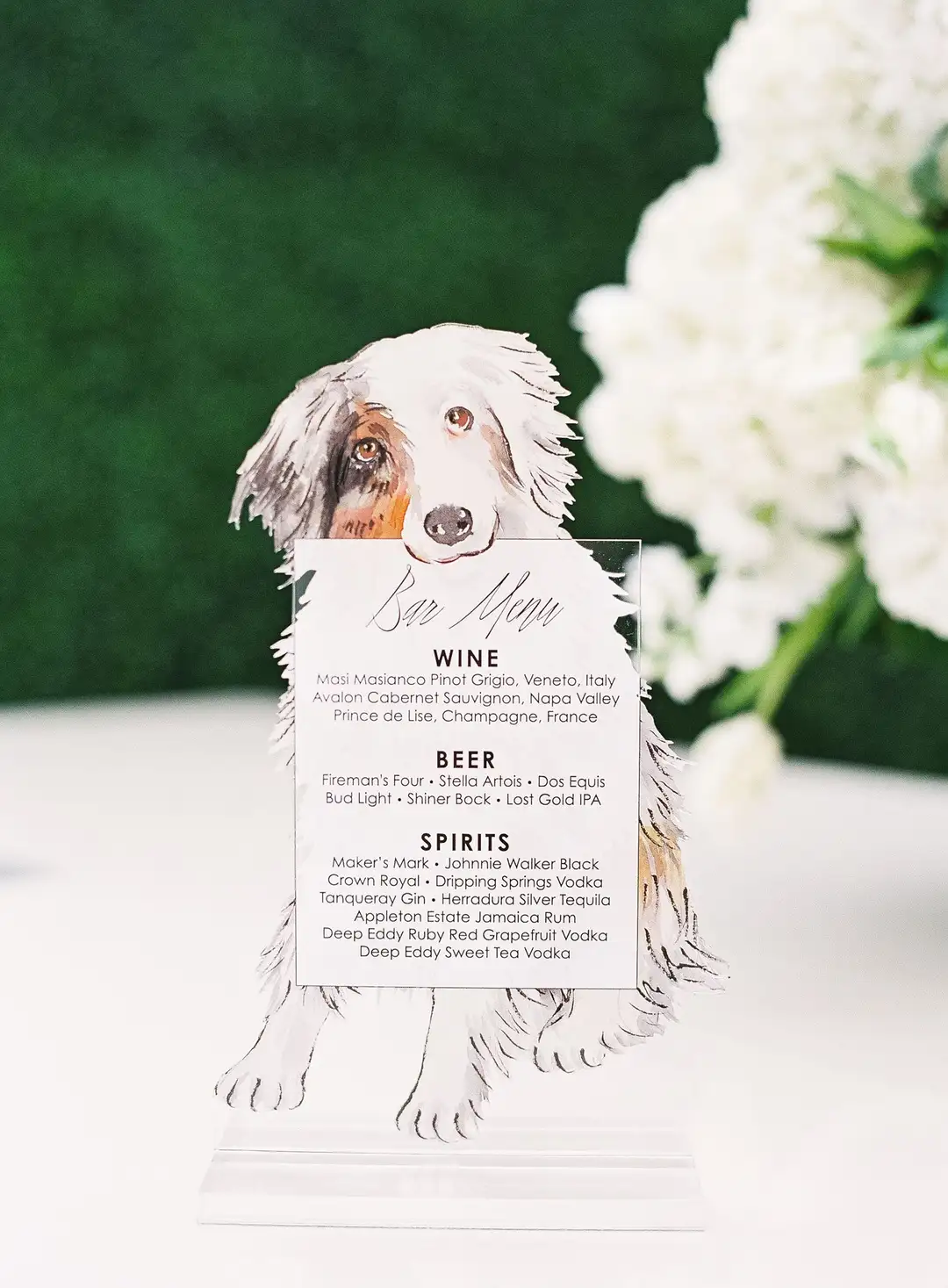 Bar Menu with Couple's Dog Design