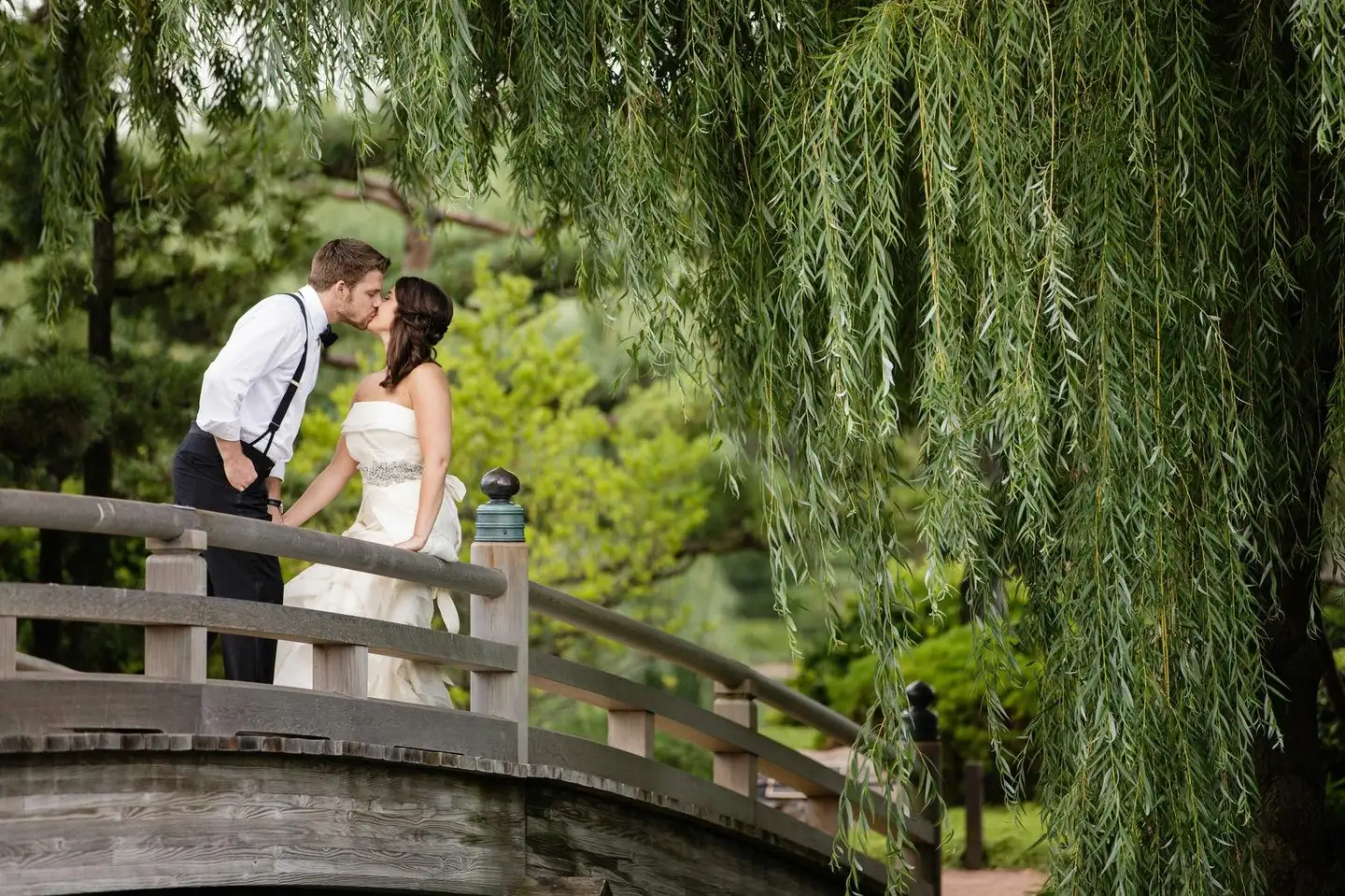 Couple Kiss on Bridge
